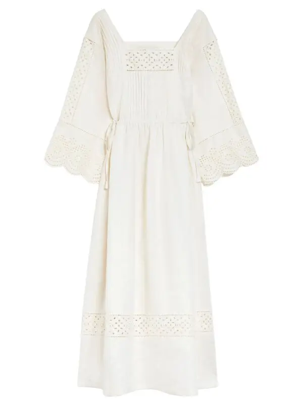 Max Mara Linen Canvas Dress With Cutout Detail - White