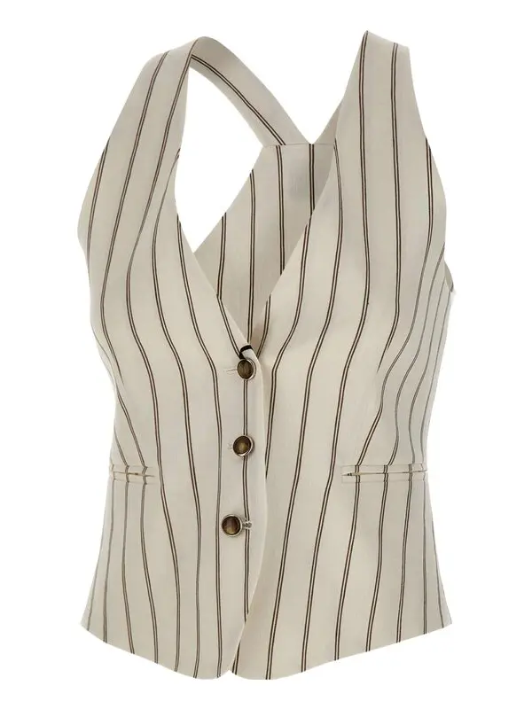 Marella Sleeveless Buttoned Vest - Nude