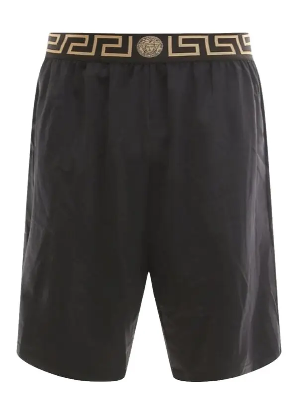 Versace La Greca Waistband Bermuda Shorts - Black