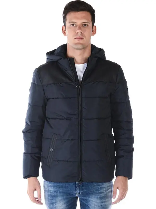 EA7 Padded Hooded Jacket With Zip-up And Logo Detail - Black