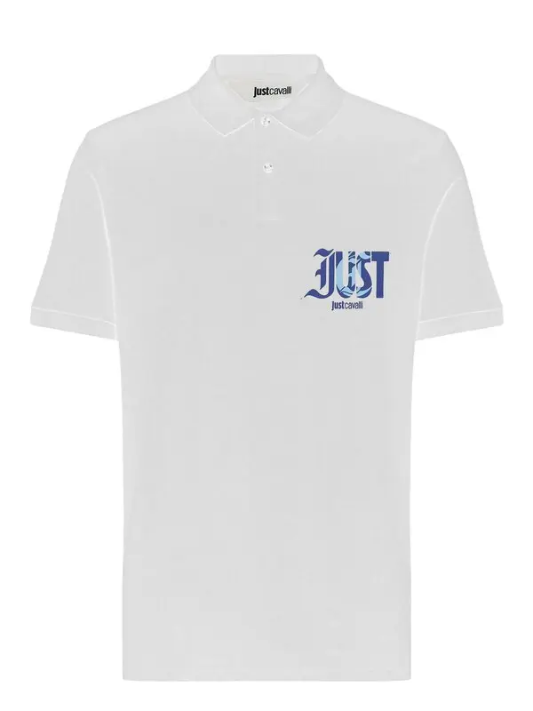 Just Cavalli Logo Print Polo Shirt - White