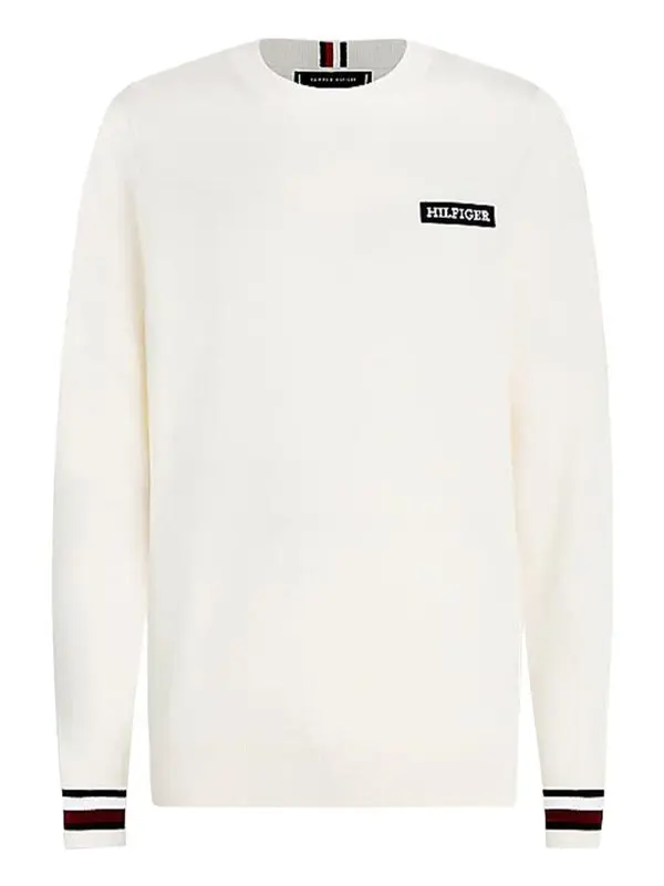 Tommy Hilfiger Round Neck Sweater With Ribbed Details - White
