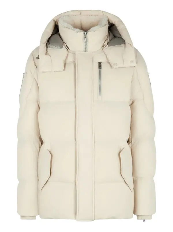Moose Knuckles Long-sleeved Down Jacket With Hood - Alabaster