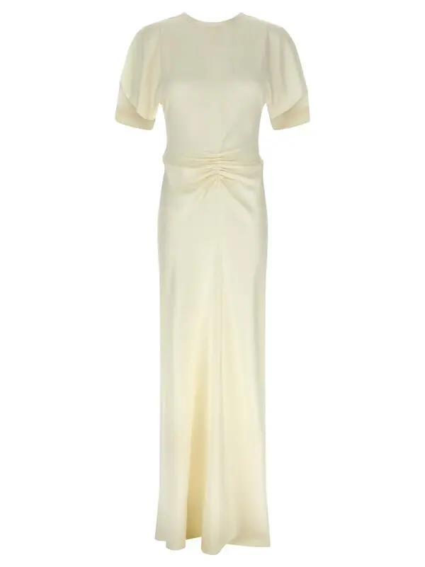 Victoria Beckham Isabella Draped Satin Maxi Dress - Ivory
