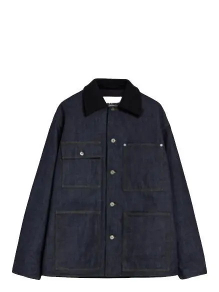 JIL SANDER Denim Jacket With Contrasting Collar - Magnet