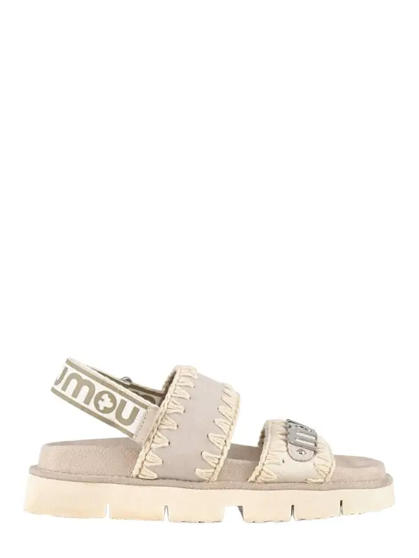 Mou Back Strap Bio Sandals With Metal Decoration - Nude