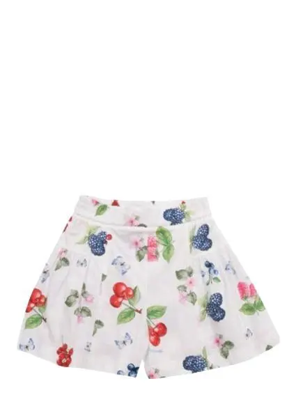 Monnalisa Printed Pleated Shorts - White