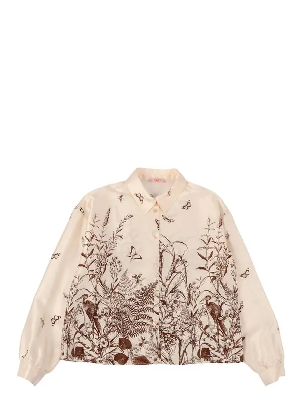 Liu Jo Butterfly Print Long Sleeve Blouse - Nude