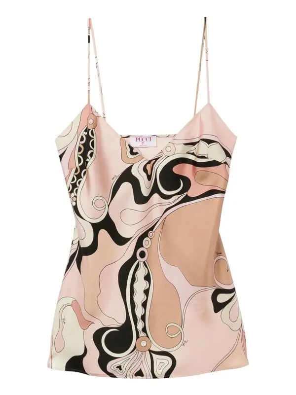 Emilio Pucci Orchidee Print V-neck Camisole Top - Nude