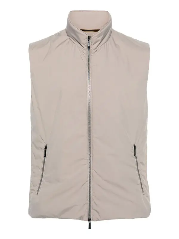 MOORER Senio-skt Sleeveless High Neck Vest - Nude