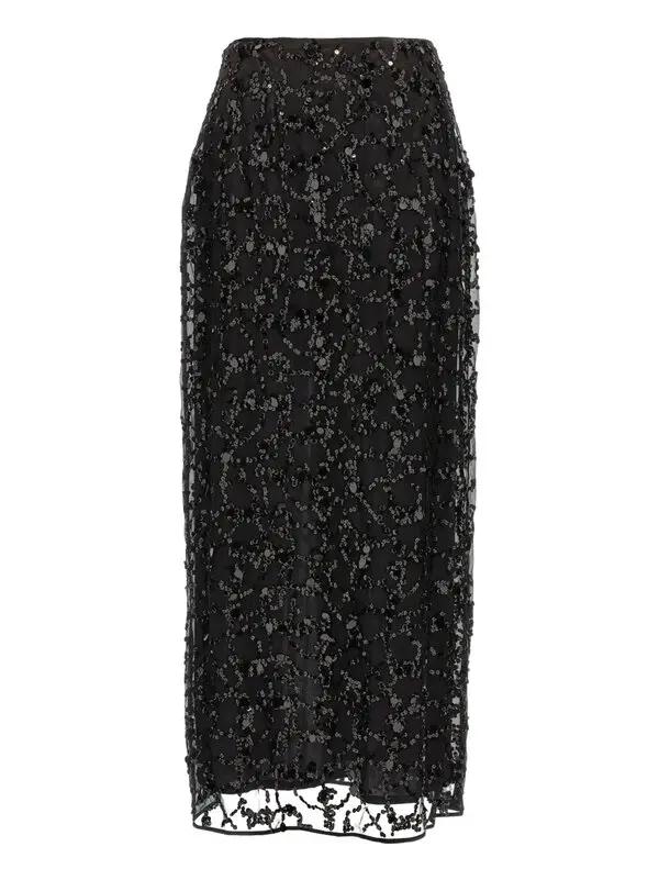 Fabiana Filippi Sequin Embroidered Organza Pencil Skirt - Black