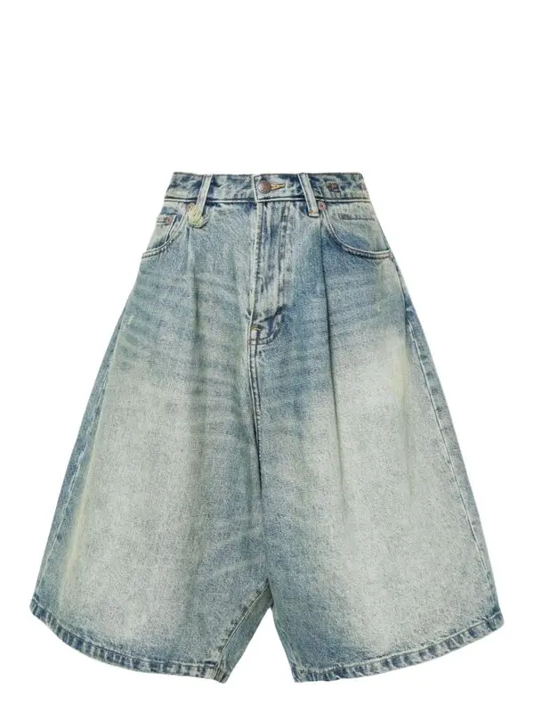 R13 Belt Loop Denim Shorts - Gray