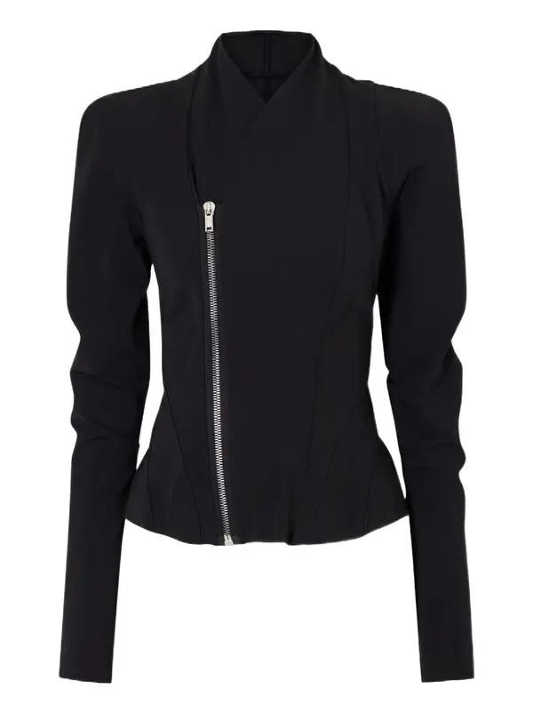 Rick Owens Asymmetrical Zip Fitted Jacket - Black