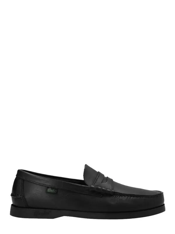 Paraboot Logo Label Round Toe Loafers - Black