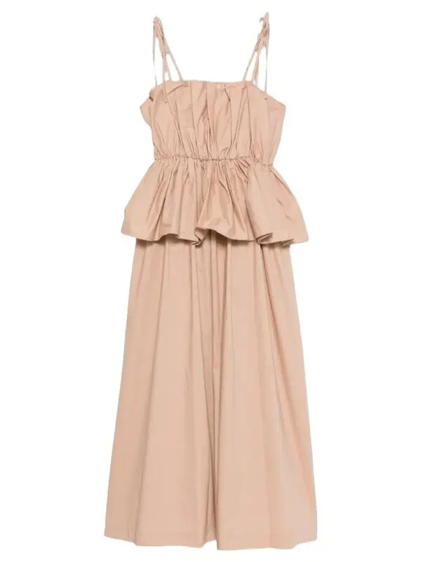 TWINSET Sleeveless Ruffled Midi Dress - Nude