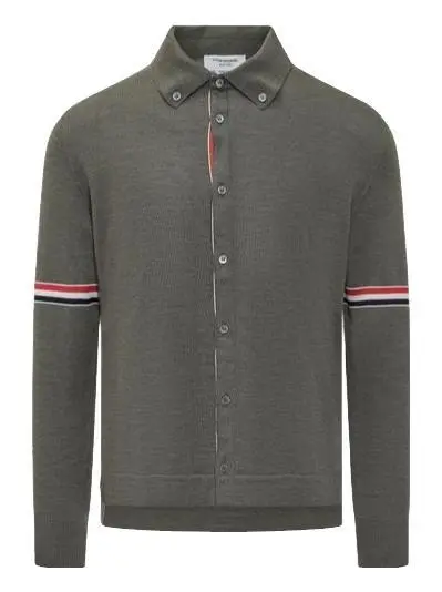 Thom Browne Striped Buttoned Cardigan - Dark Green