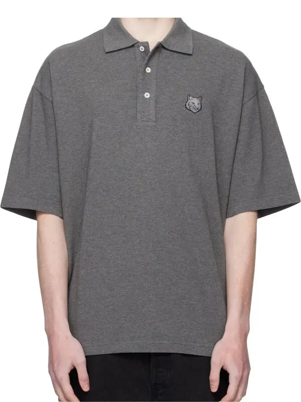 Maison Kitsuné Fox Patch Relaxed Polo Shirt - Gray
