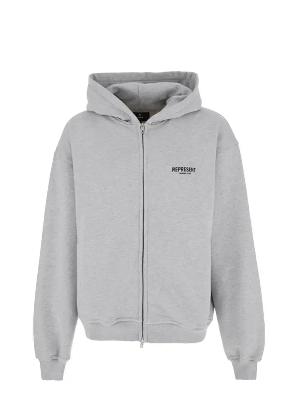 REPRESENT Zip-up Sweatshirt With Logo Print - Grey