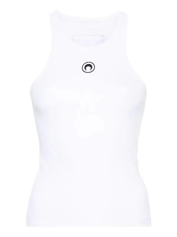 MARINE SERRE Logo Embroidered Sleeveless Tank Top - No