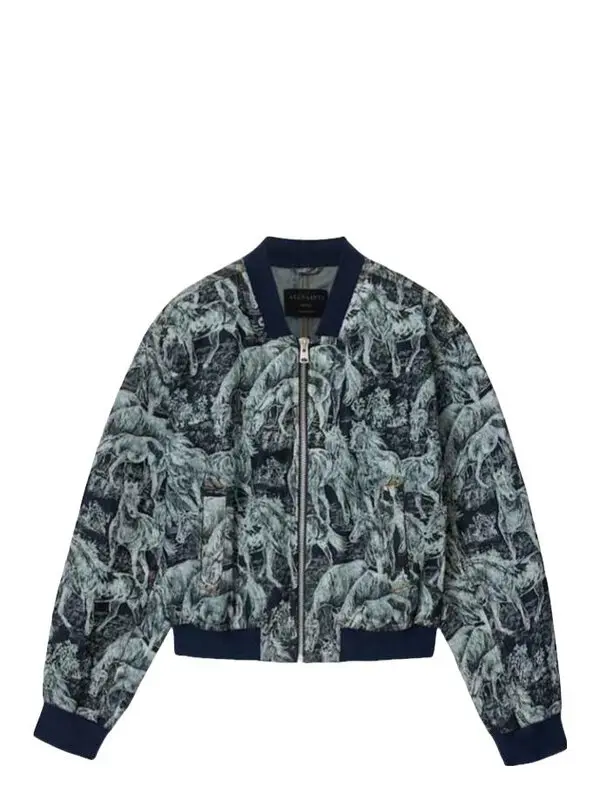 ALLSAINTS Kaytra Printed Denim Bomber - Indigo Printing