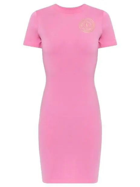 Versace Logo Printed Crewneck Dress - Pink