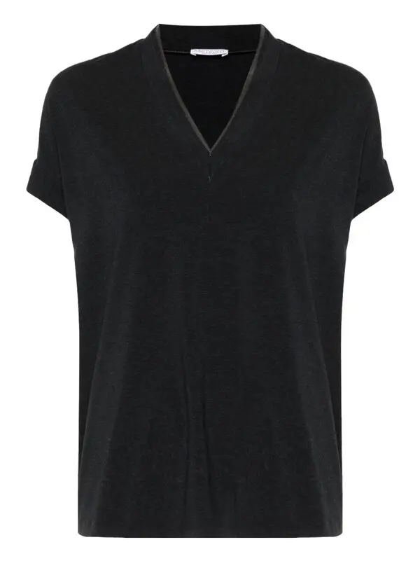 Brunello Cucinelli V-neck Short-sleeved T-shirt - Grey