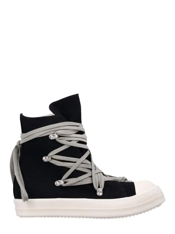 Rick Owens High Top Sneakers With Eyelet Lace-up Detail - Black