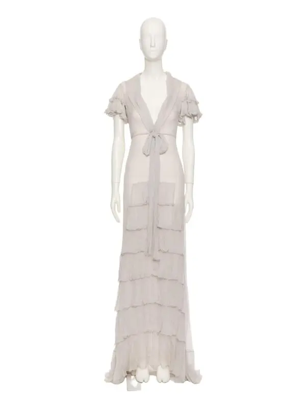 Valentino Garavani V-neck Ruffled Maxi Dress - White