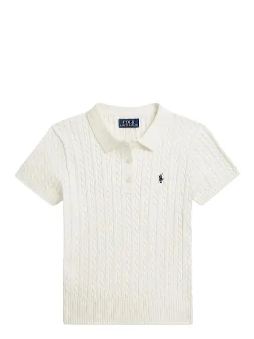 Polo Ralph Lauren Cable Knit Short Sleeve Polo Shirt - We White