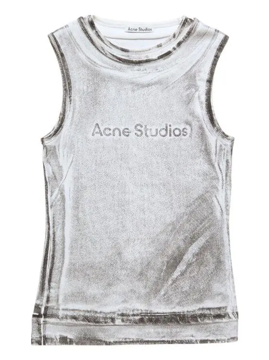 Acne Studios Logo Print Layered Top - Black And White