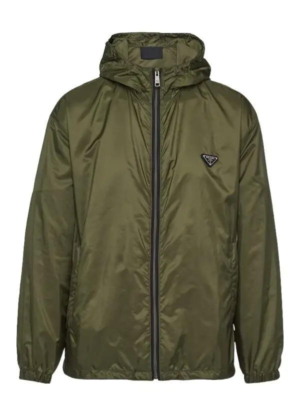 Prada Triangle Logo Plaque Track Jacket - Military Green/black