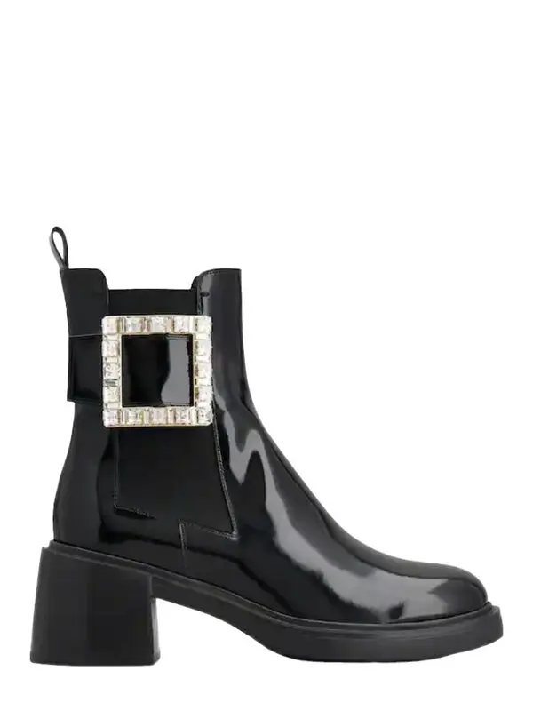 ROGER VIVIER Chelsea Ankle Boots With Strass Buckle - Black