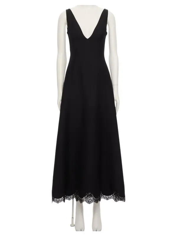 Valentino Garavani Sleeveless V-neck Dress With Lace Trim - Black