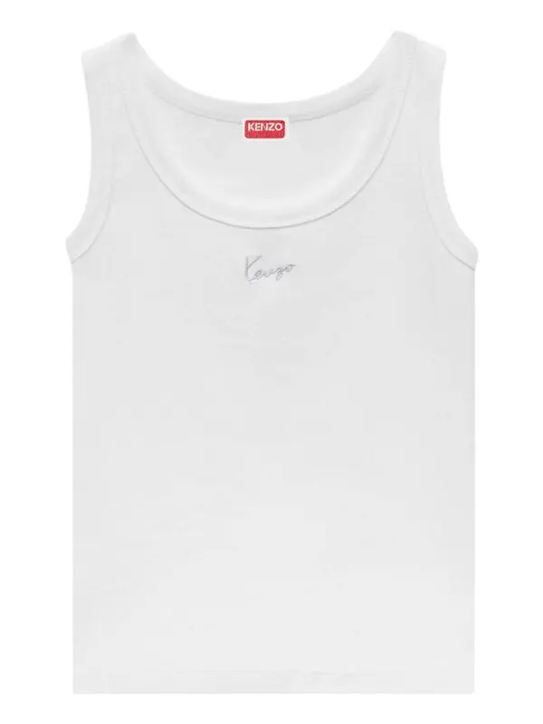 Kenzo Logo Ribbed Tank Top - White