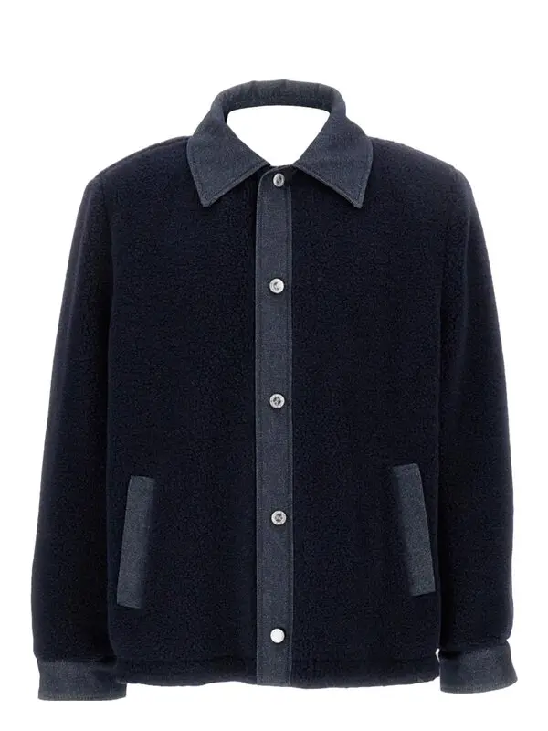 A.p.c. Fleece Denim-panel Jacket - Black