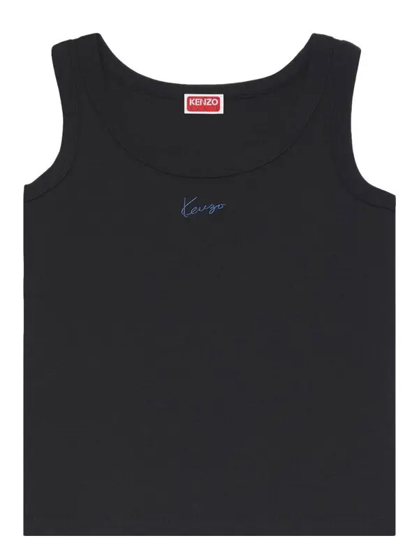 Kenzo Logo Ribbed Tank Top - Black