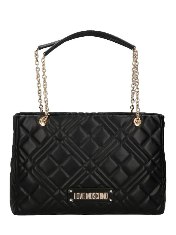 Moschino Quilted Shopper Bag With Chain Strap - Black