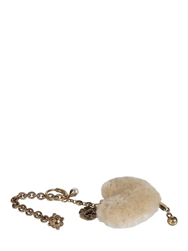 Chloé Symbols Heart Shearling Bag Charm - Beige