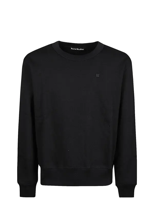 Acne Studios Face Logo Patch Jersey Sweatshirt - Black