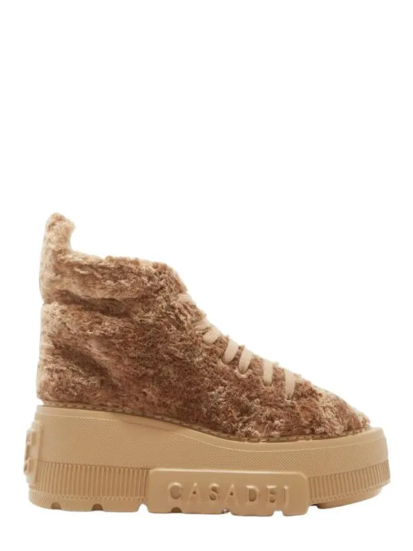 Casadei Nexus Fleece-texture High-top Sneakers - Nude