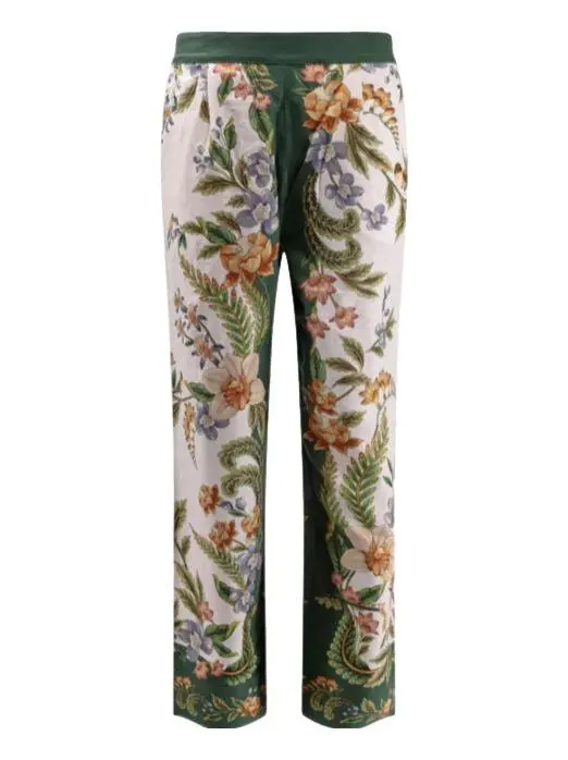 Farm Rio Floral Print Elastic Waist Casual Pants - Multicolor