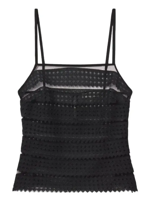 FRAME Lattice Crochet Cami - Black