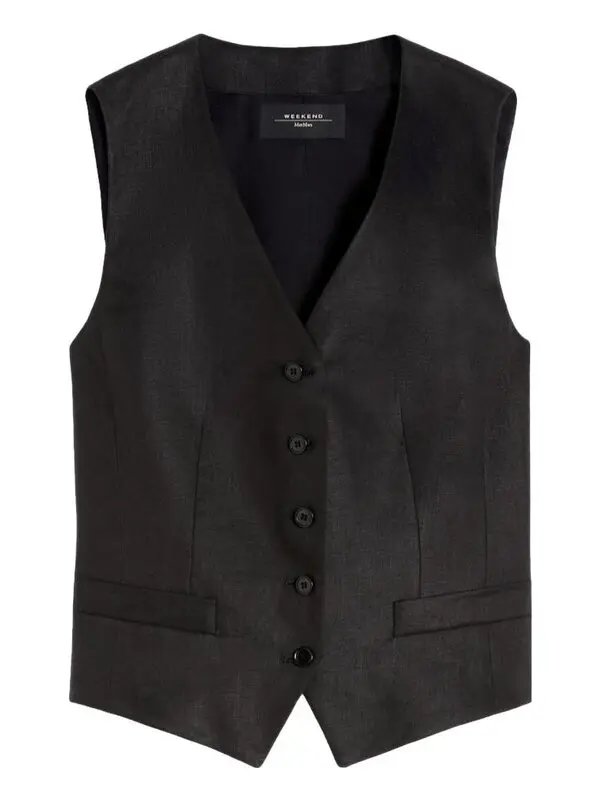 Max Mara Button V-neck Waistcoat - Black