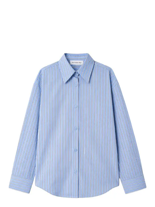 THE FRANKIE SHOP Peri Striped Long-sleeve Shirt - Blue