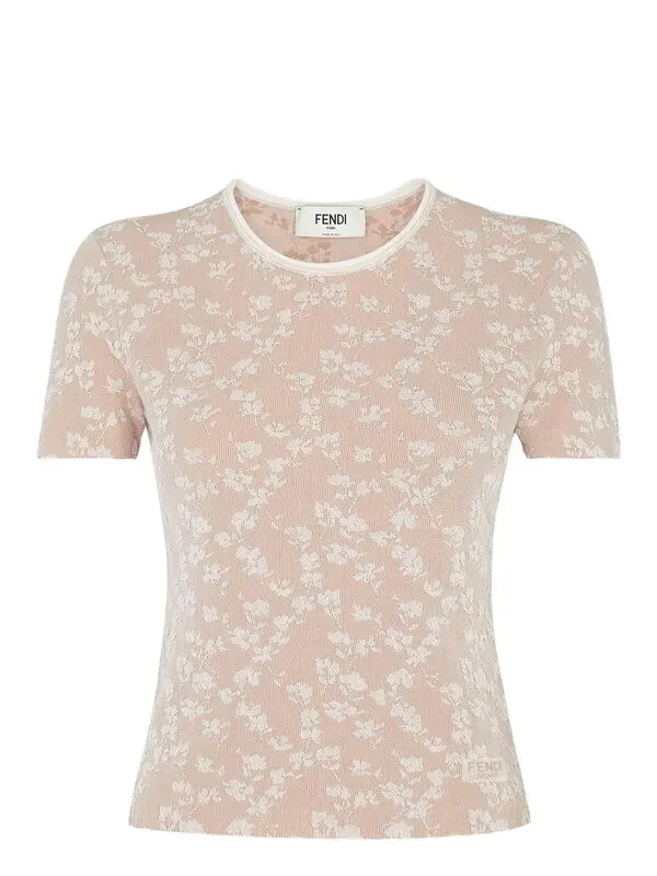 Fendi Short-sleeved Jacquard T-shirt - Nude