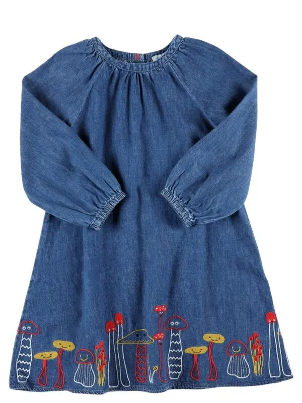Stella McCartney Denim Embroidered Mushroom Dress - Blue