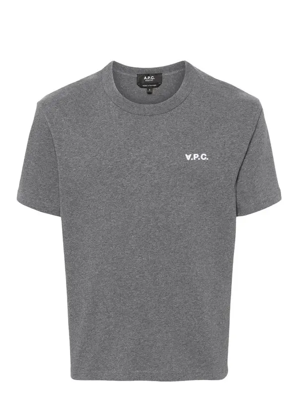 A.p.c. Flocked Logo Crewneck T-shirt - Gray