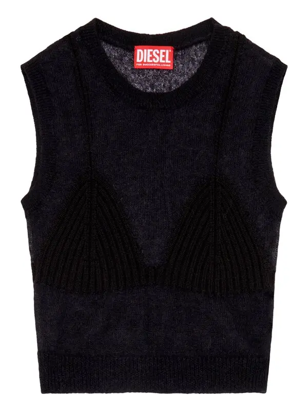DIESEL® Sleeveless Knitted Tank Top - Black