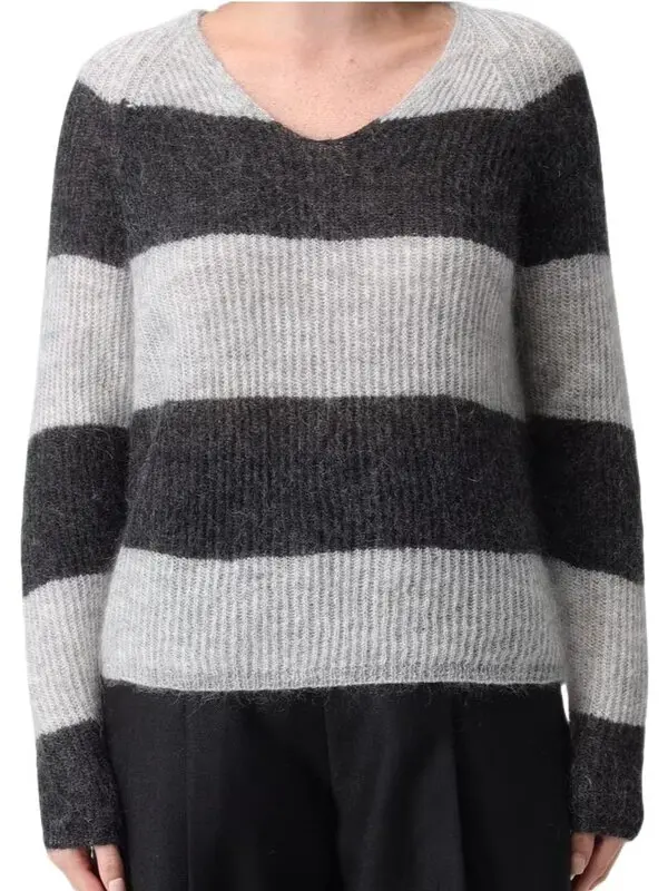 Max Mara Striped Long-sleeve Sweater - Grey
