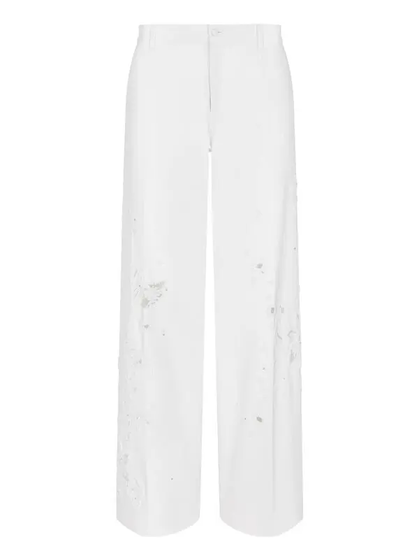 Dolce & Gabbana Floral Lace Wide-leg Trousers - White